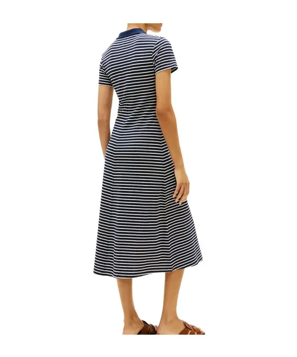 Tommy Hilfiger Striped Pique Polo Dress - Blue