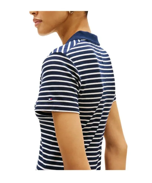 Tommy Hilfiger Striped Pique Polo Dress - Blue