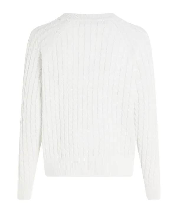 Tommy Hilfiger Crewneck Cableknit Sweater With Embroidered Logo