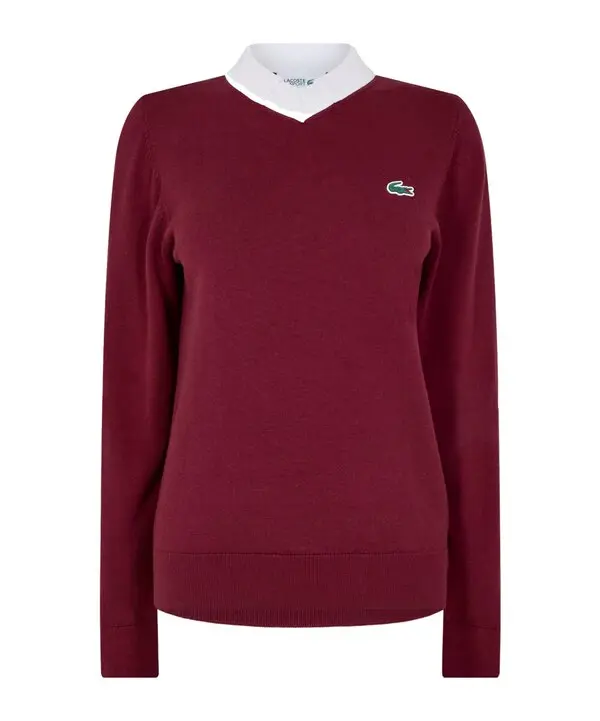 Lacoste Vneck Longsleeve Knit Top