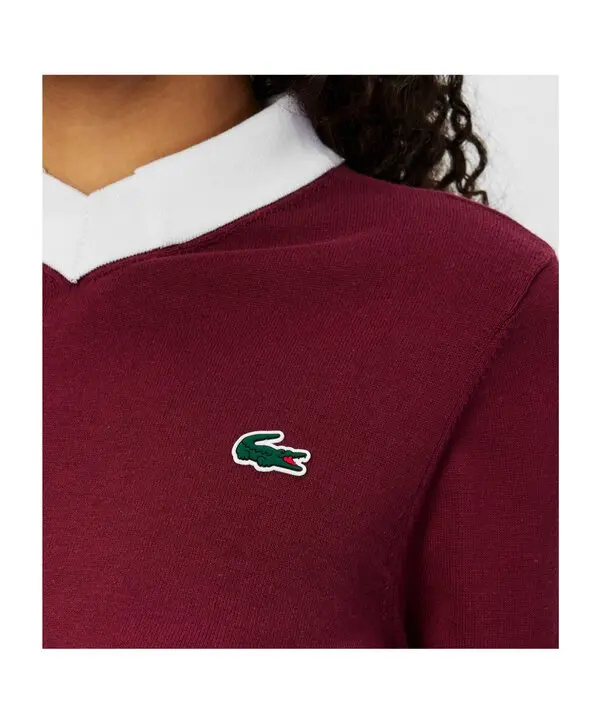 Lacoste Vneck Longsleeve Knit Top