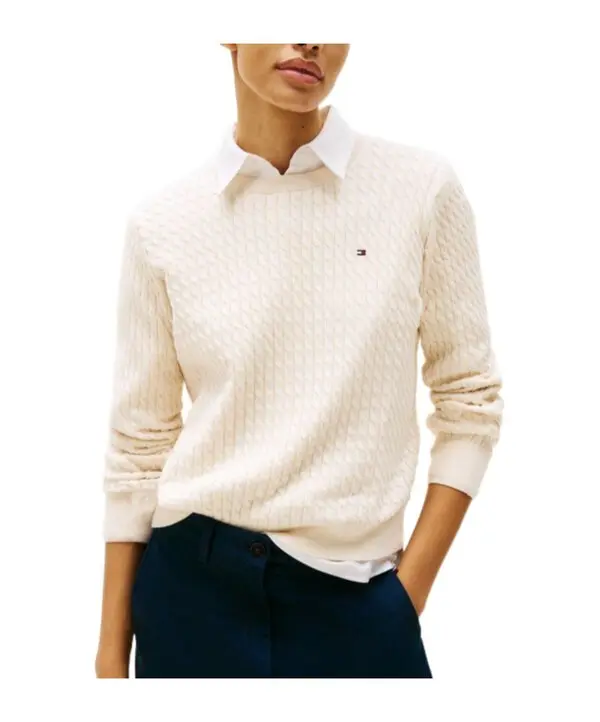 Tommy Hilfiger Textured Cable Knit Crewneck Sweater