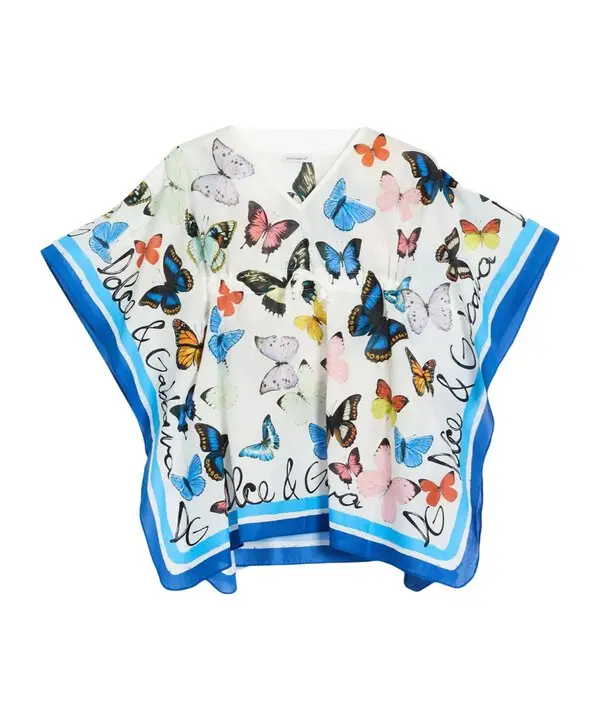 Dolce & Gabbana Printed Short-sleeve V-neck Top - White