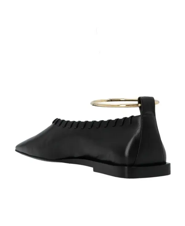 JIL SANDER Stitch-detailed Anklet Ballerina Flats