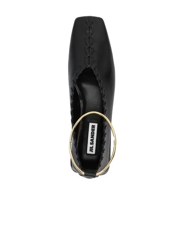 JIL SANDER Stitch-detailed Anklet Ballerina Flats