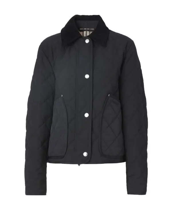 Burberry Buttoned Diamond Quilted Jacket - Black