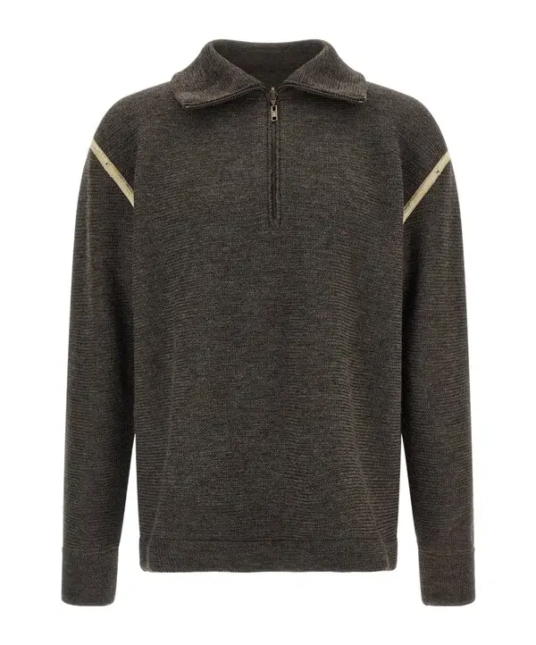 MAISON MARGIELA Elbow Patch Quarter-zip Sweater - Grey