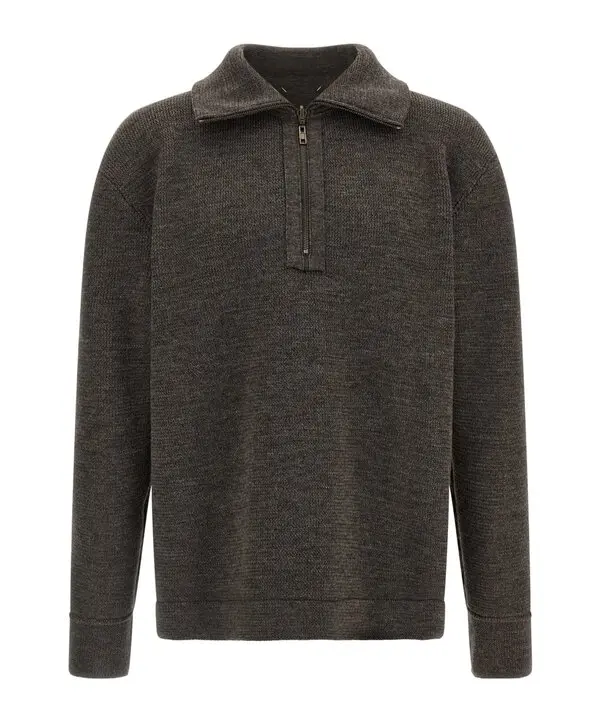 MAISON MARGIELA Elbow Patch Quarter-zip Sweater - Grey