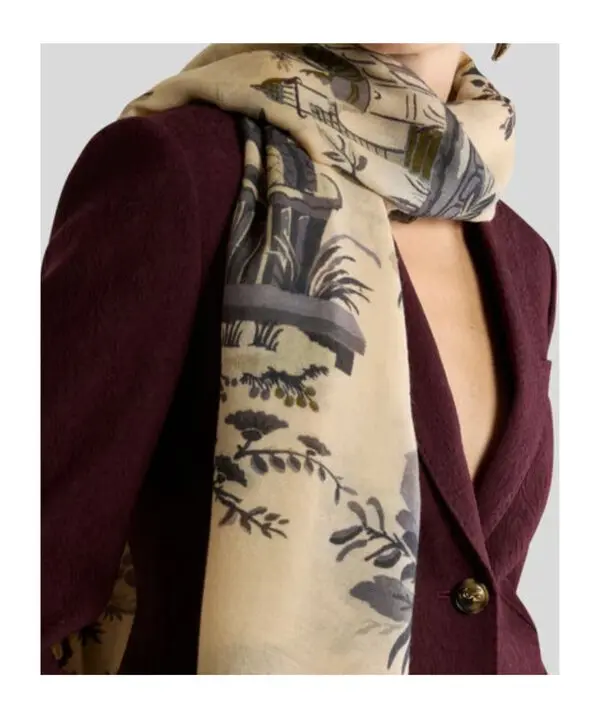 Etro Floral Motif Scarf - Cream