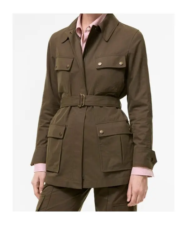 Burberry Gabardine Safari Jacket With Belted Waist