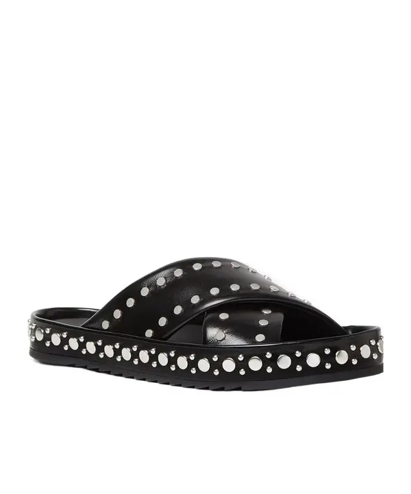 Fendi Double Leather Studded Slides