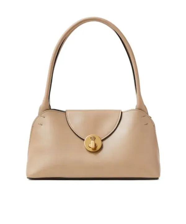 Versace Vivian Small Leather Shoulder Bag - Beige