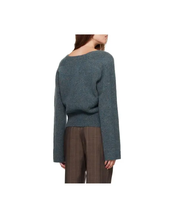 GANNI Ribbed V-neck Knitted Sweater