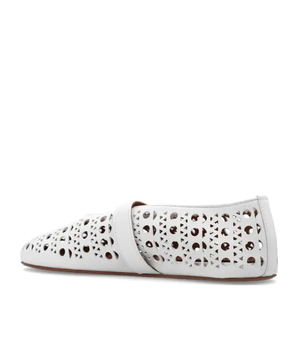 Alaïa Strass Leather Ballerina Shoes