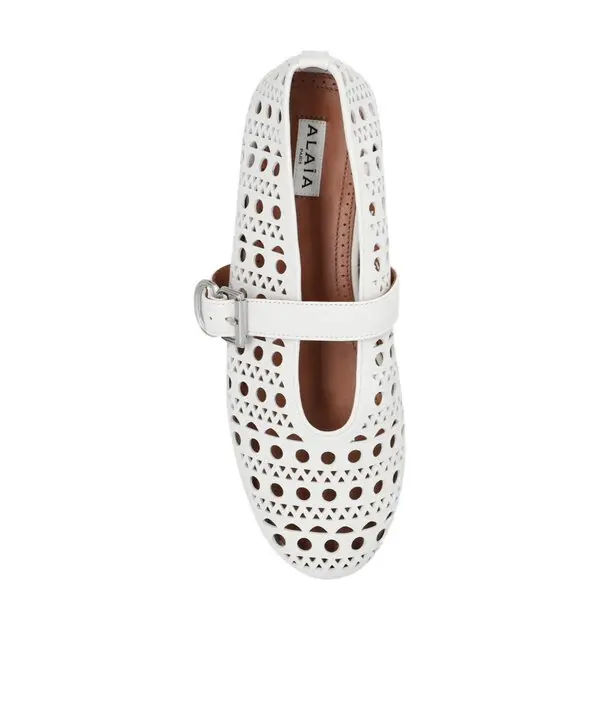 Alaïa Strass Leather Ballerina Shoes