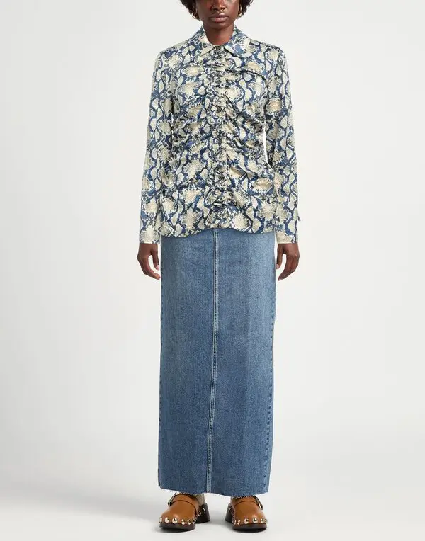 GANNI Snakeskin-print Satin Shirt