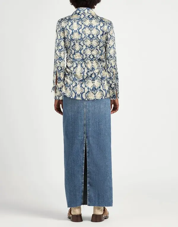 GANNI Snakeskin-print Satin Shirt