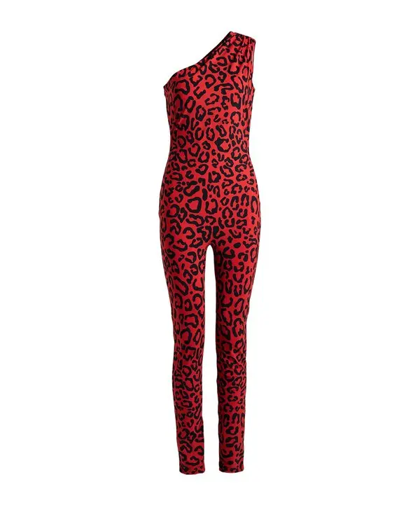 Dolce & Gabbana Leopard-print One-shoulder Jumpsuit - Red