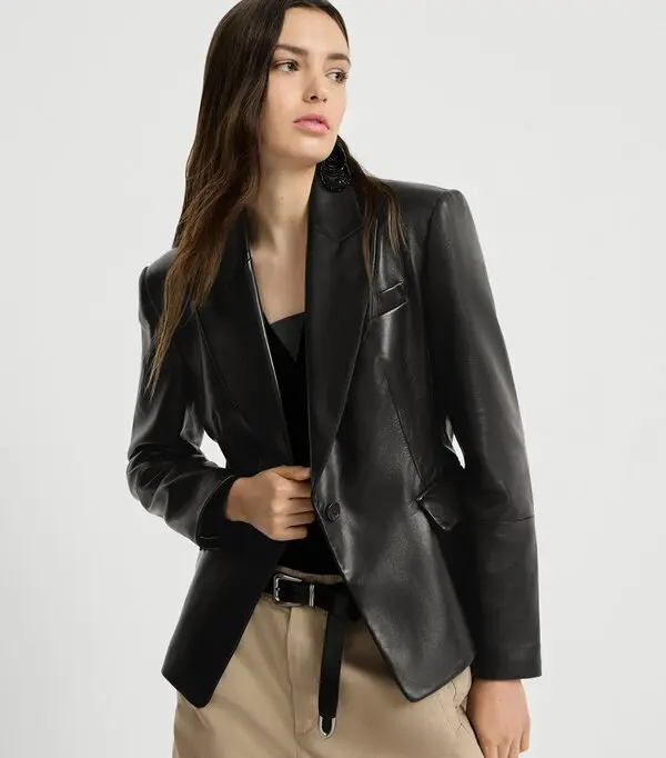 Brunello Cucinelli Nappa Leather Single-breasted Blazer