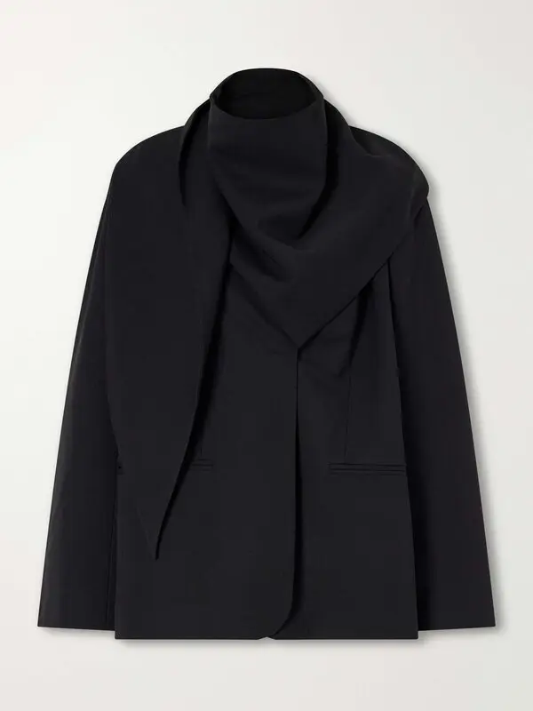 Sea Remi Scarf-effect Wool-blend Crepe Blazer - Black