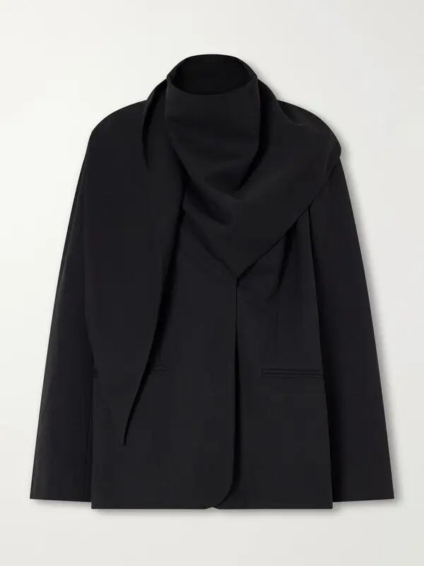 Sea Remi Scarf-effect Wool-blend Crepe Blazer - Black