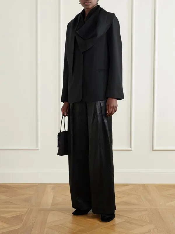 Sea Remi Scarf-effect Wool-blend Crepe Blazer