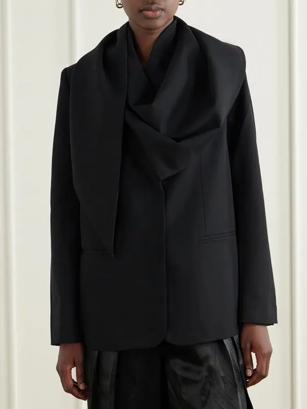 Sea Remi Scarf-effect Wool-blend Crepe Blazer