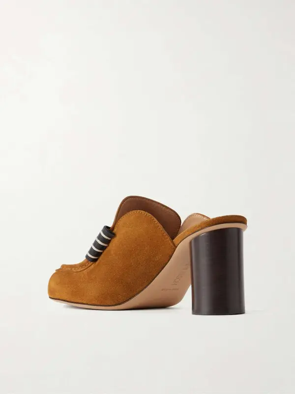 JW Anderson Leather-trimmed Suede Mules