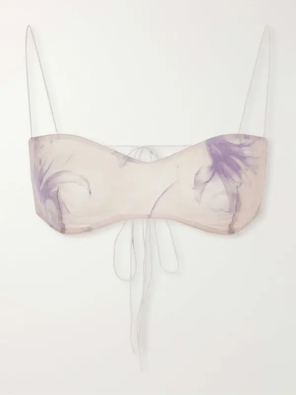 PAULINE DUJANCOURT Poppy Floral-print Organza Bra - Lavender