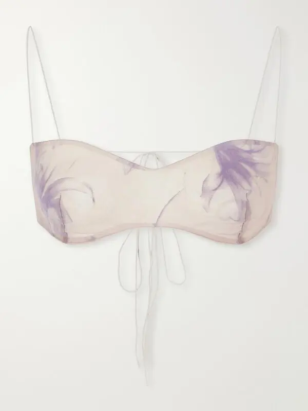 PAULINE DUJANCOURT Poppy Floral-print Organza Bra - Purple
