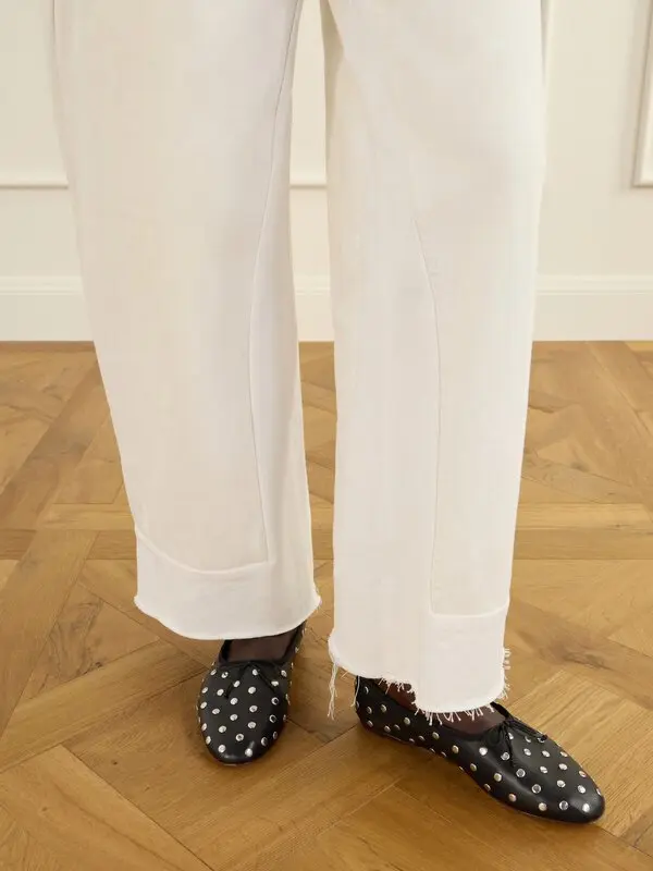 LOEFFLER RANDALL Landon Bow-detailed Studded Leather Ballet Flats