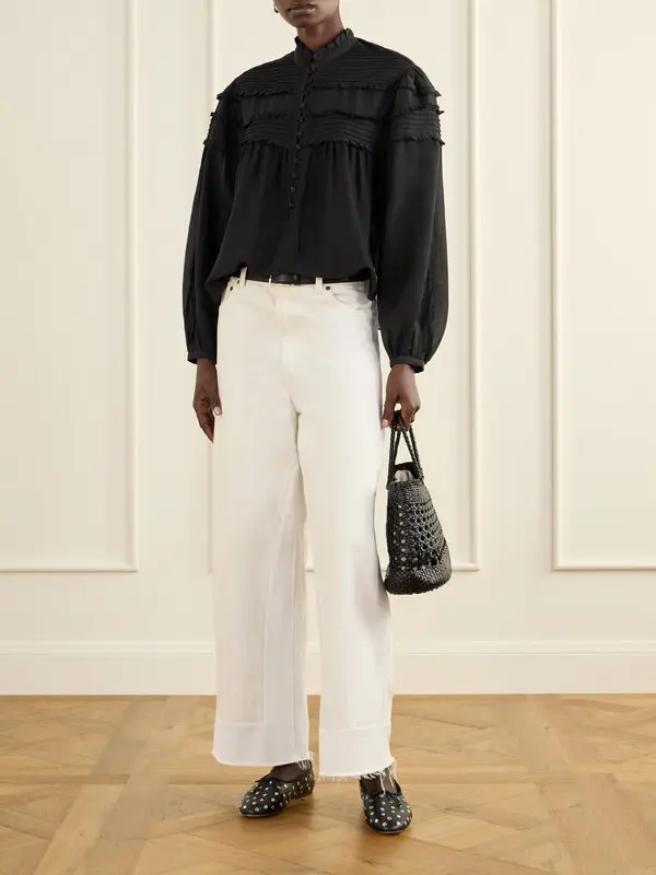 LOEFFLER RANDALL Landon Bow-detailed Studded Leather Ballet Flats