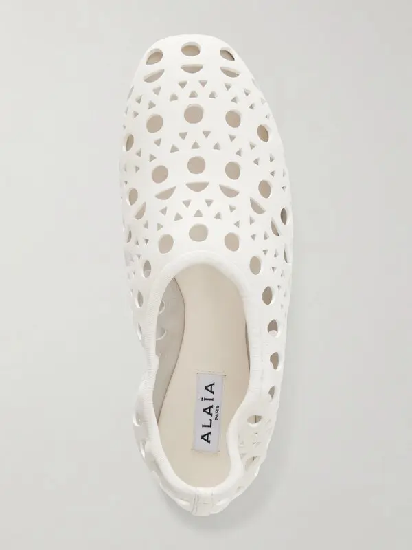 Alaïa Neo Vienne Perforated Leather Ballet Flats - White