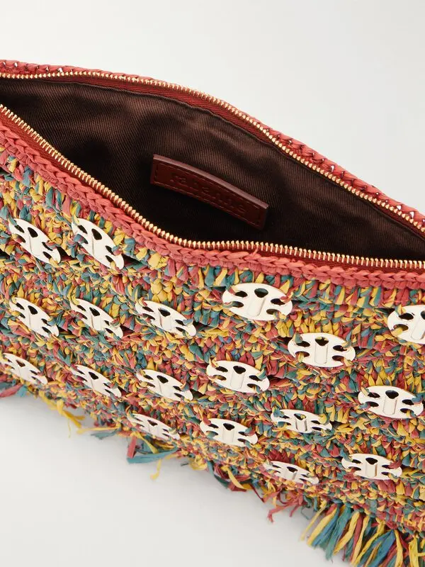 Rabanne Woven Raffia Clutch - Multi