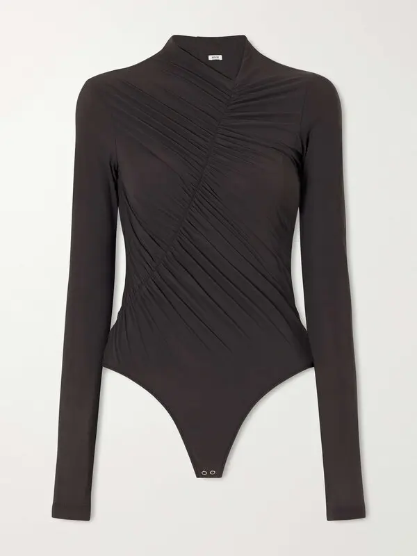 AGOLDE Lupin Gathered Stretch Bodysuit - Brown