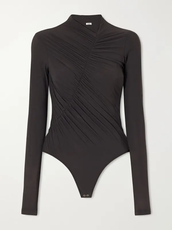 AGOLDE Lupin Gathered Stretch Bodysuit - Brown