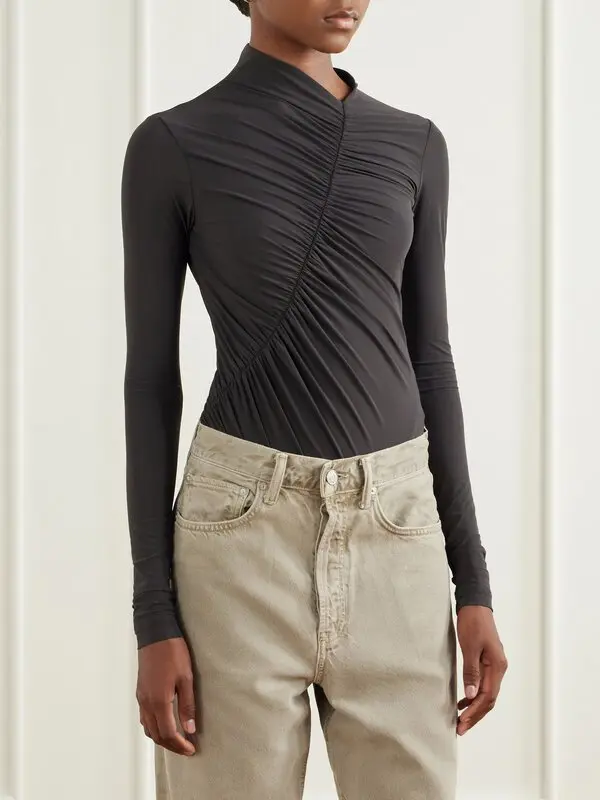 AGOLDE Lupin Gathered Stretch Bodysuit - Brown