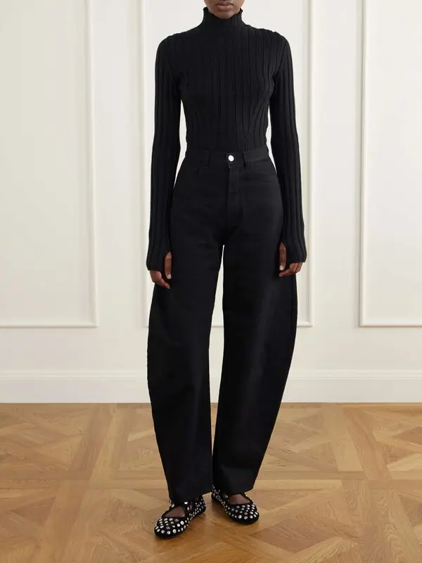Alaïa Criss Cross Embellished Suede Ballet Flats