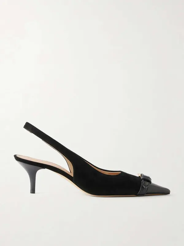 JW Anderson Buckled Leather-trimmed Suede Slingback Pumps - Black
