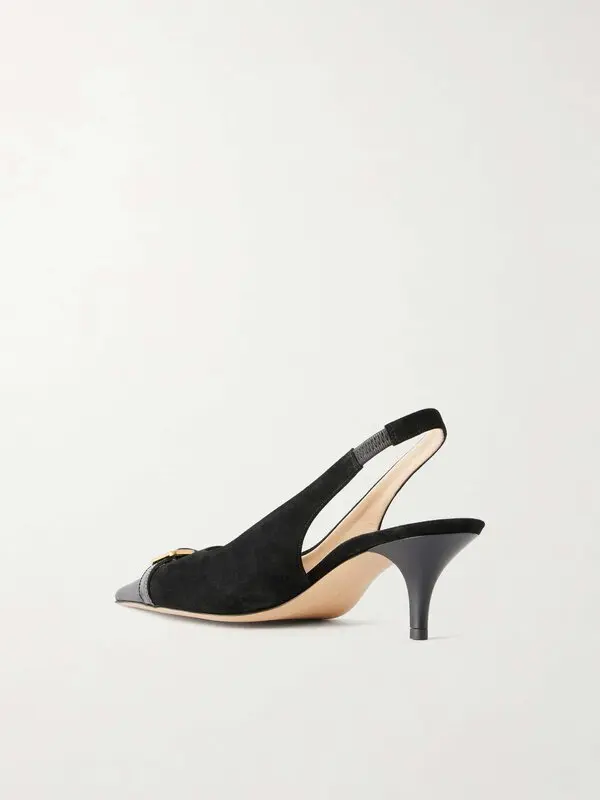 JW Anderson Buckled Leather-trimmed Suede Slingback Pumps