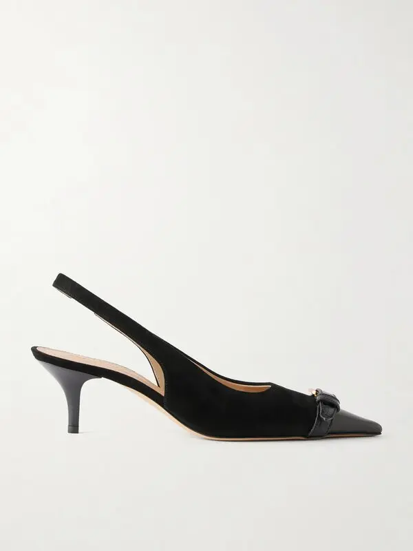 JW Anderson Buckled Suede Slingback Pumps - Black
