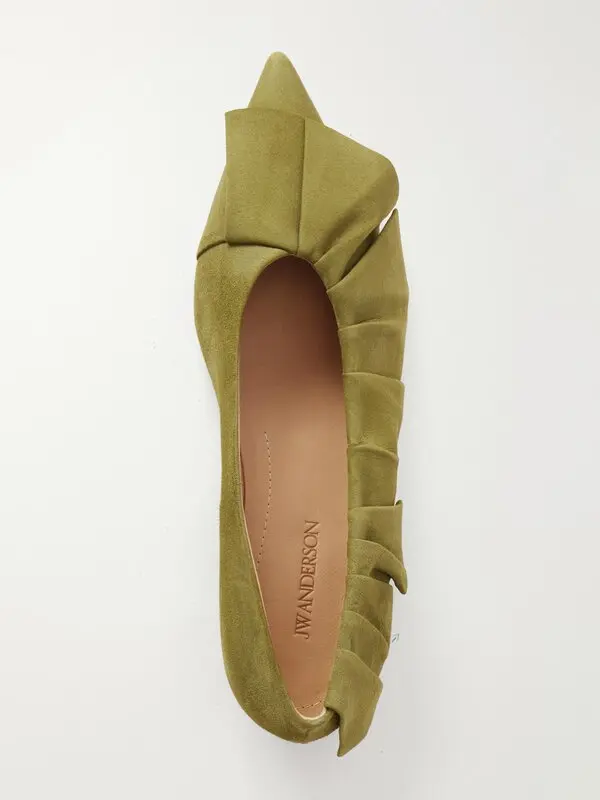 JW Anderson Suede Ballet Flats - Green