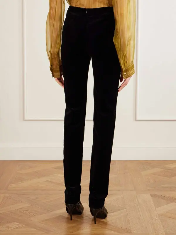 Khaite Ryden Wool-blend Velvet Straight-leg Pants