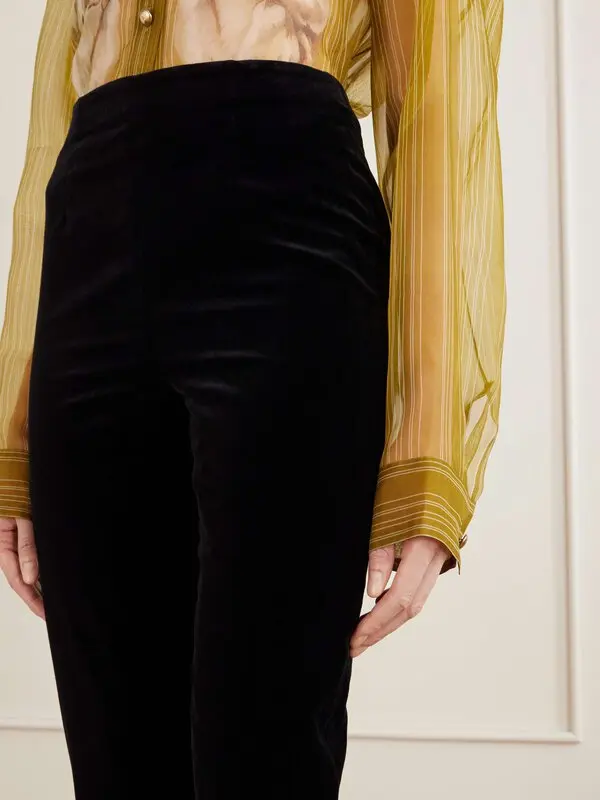 Khaite Ryden Wool-blend Velvet Straight-leg Pants