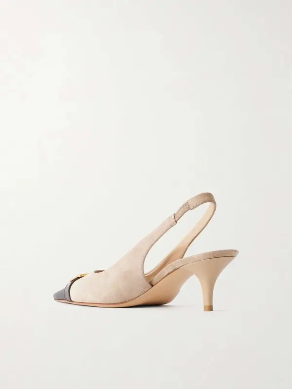 JW Anderson Buckled Leather-trimmed Suede Slingback Pumps