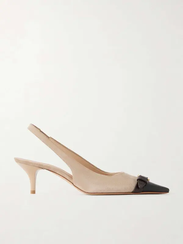 JW Anderson Buckled Leather-trimmed Suede Slingback Pumps - Beige