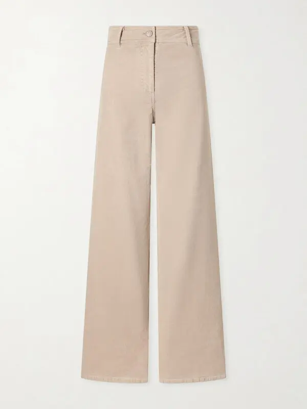 NILI LOTAN Megan Cotton-blend Corduroy Wide-leg Pants - Neutrals