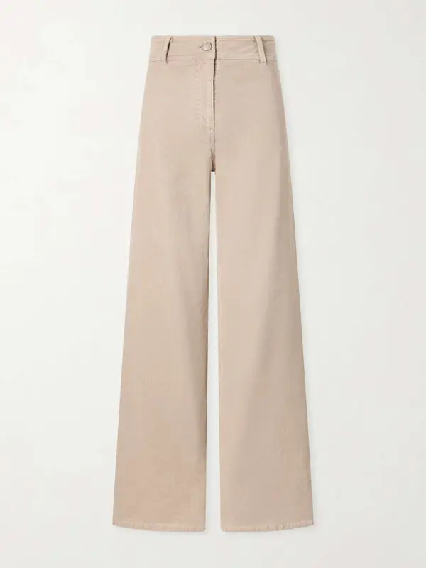 NILI LOTAN Megan Cotton-blend Corduroy Wide-leg Pants - Sand