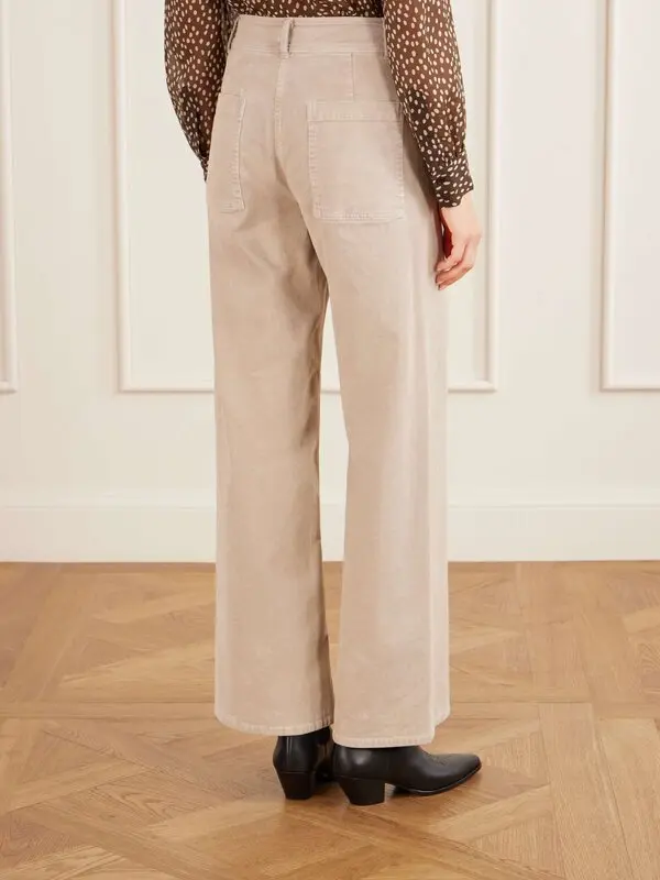 NILI LOTAN Megan Cotton-blend Corduroy Wide-leg Pants - Sand