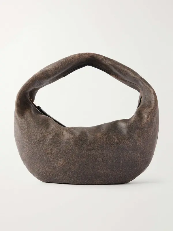 Khaite Olivia Distressed Leather Medium Shoulder Bag